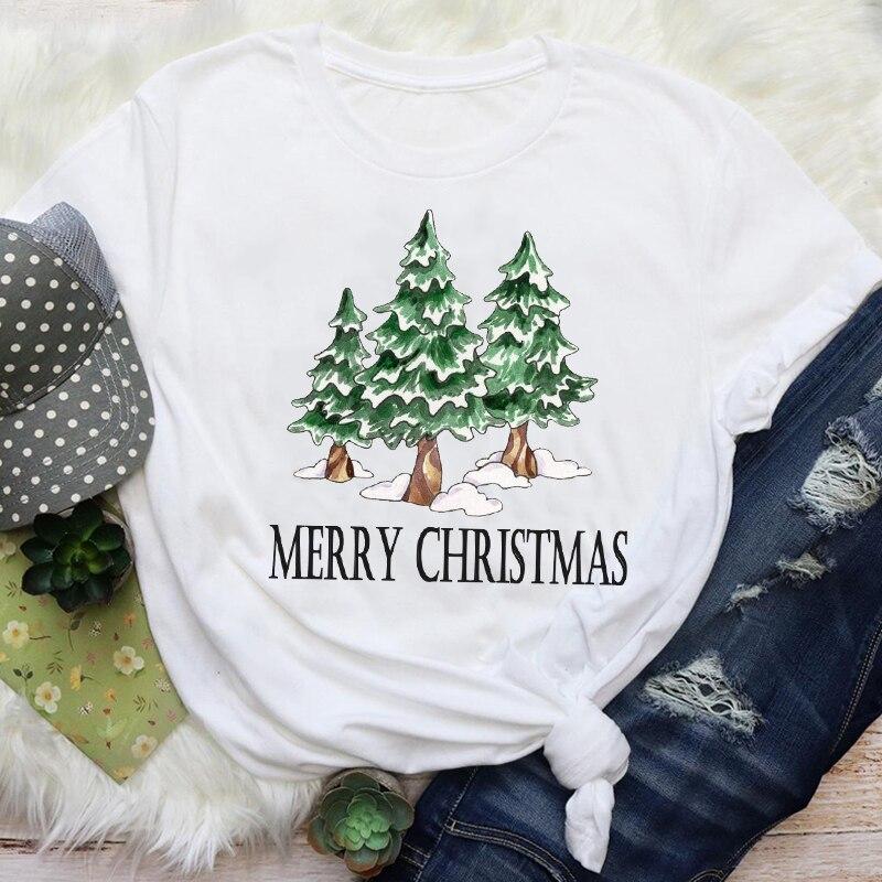 Buy Merry Christmas Santa Claus Reindeer Print Women Clothing 90s Girls ...