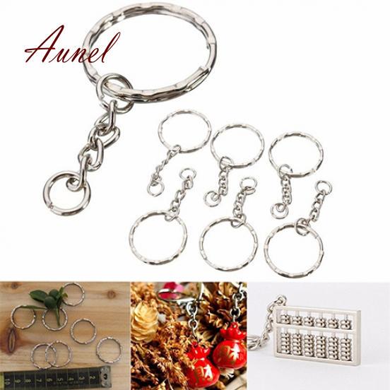 Buy DIY Silver Tone Keyring Blanks Key Chains Split Rings with 4 Link ...
