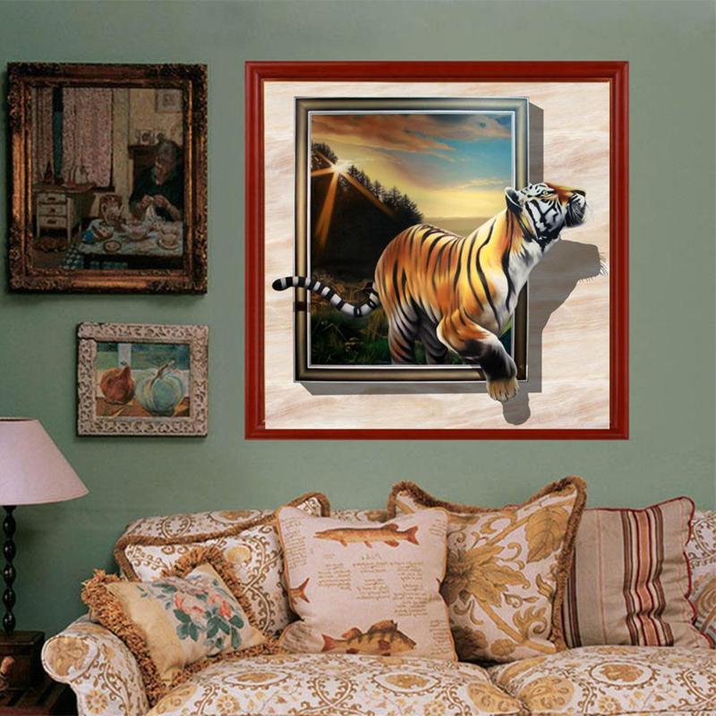 Running Tiger 5D DIY Full Drill Round Diamond Painting Embroidery Kits ...