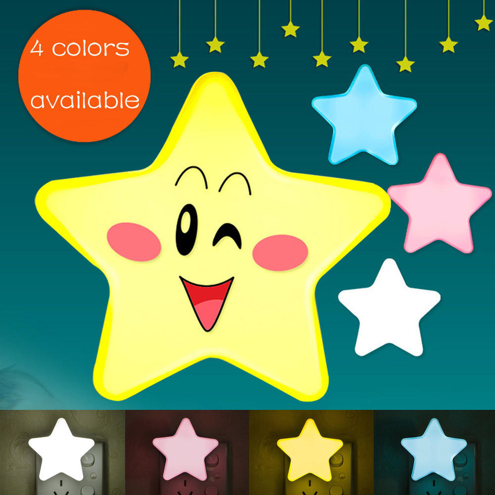 Kids Cute Star Face Shape Lamp Room Light Corridor Decor Small Night ...