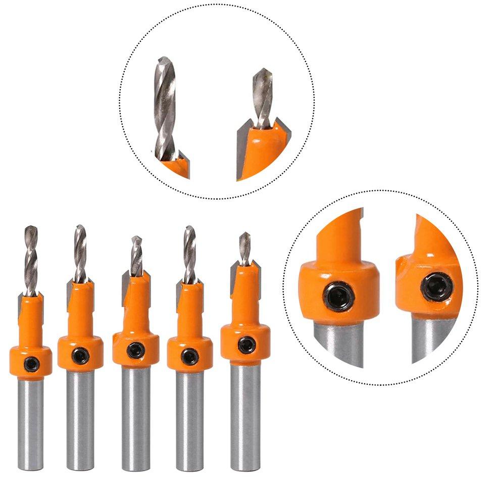 FHome 5pc 8mm Shank HSS Woodworking Countersink Router Bit Set Screw ...