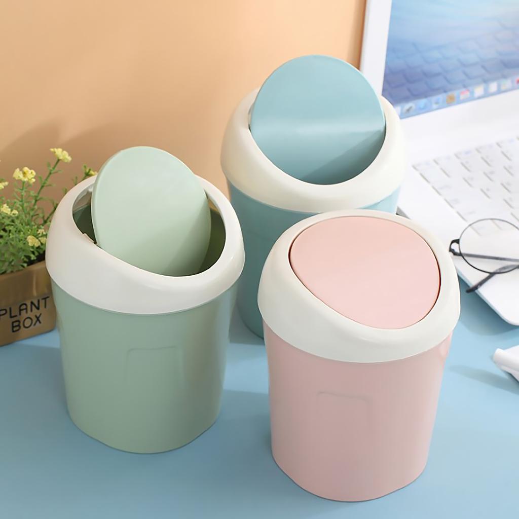 Buy Desktop Mini Trash Can Desk Swing Lid Trash Can for Tabletop Coffee ...