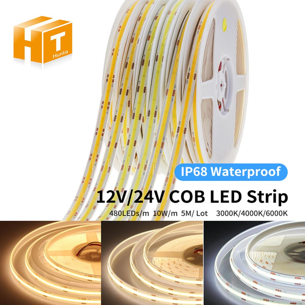 Buy 12V/24V COB LED Strip lP68 Waterproof High Density Flexible Led ...