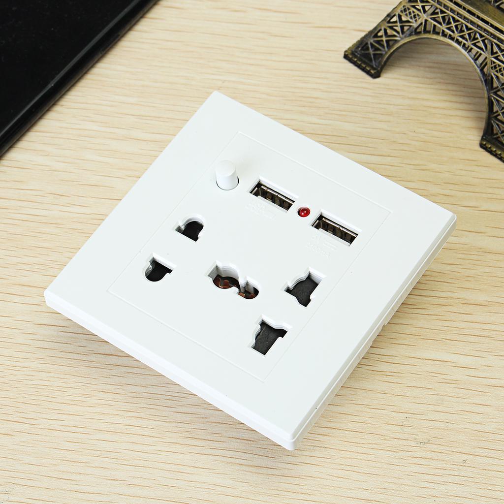 Universal Dual 2 Usb Electric Wall Power Socket Outlet Adapter Plug ...