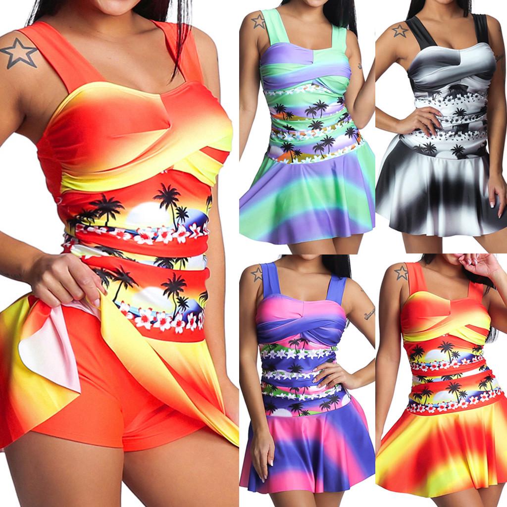 Rainbow Lady Tankini Swimdress Swimsuit Beachwear Padded Swimwear Plus ...