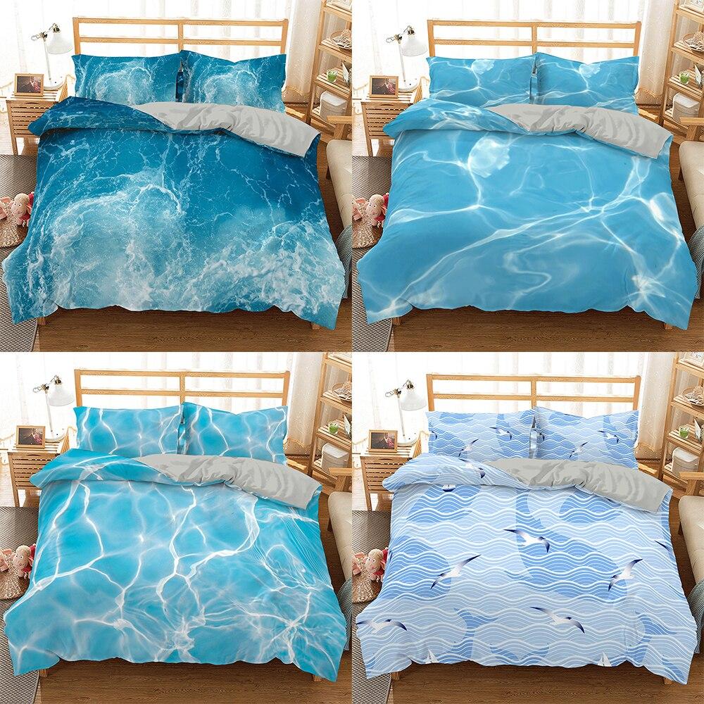 Buy Zeimon Ocean Waves Bedding Set Printed Duvet Cover King Queen Size ...