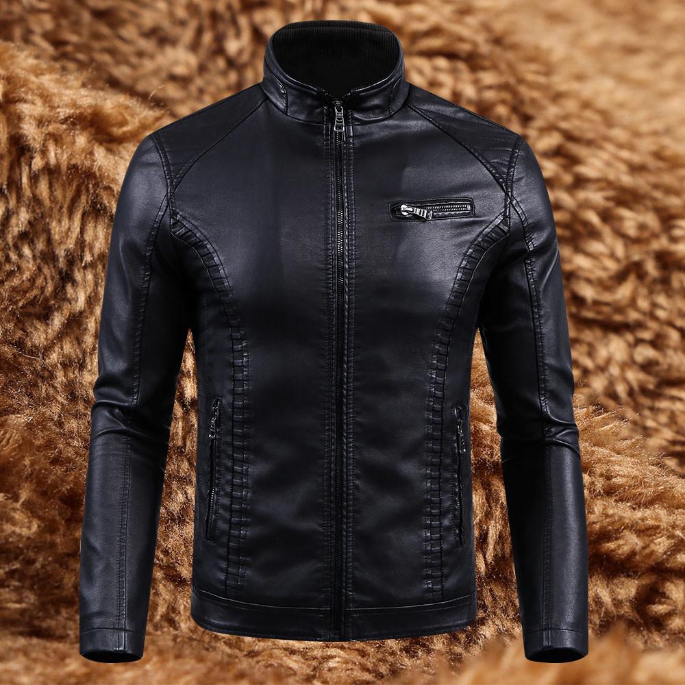 Cumpără Men Winter Long Sleeve Pocket Motorcycle Jacket Zipper Outwear ...