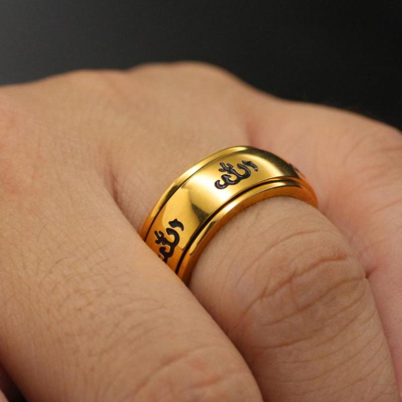 Buy Prayer Rings For Woman Man Jewelry Black/Gold Color Arabic Islamic ...