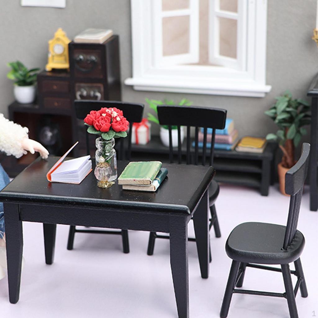 Simulation Miniature Dining Table Chair Set Pretend Play Furniture Toys ...