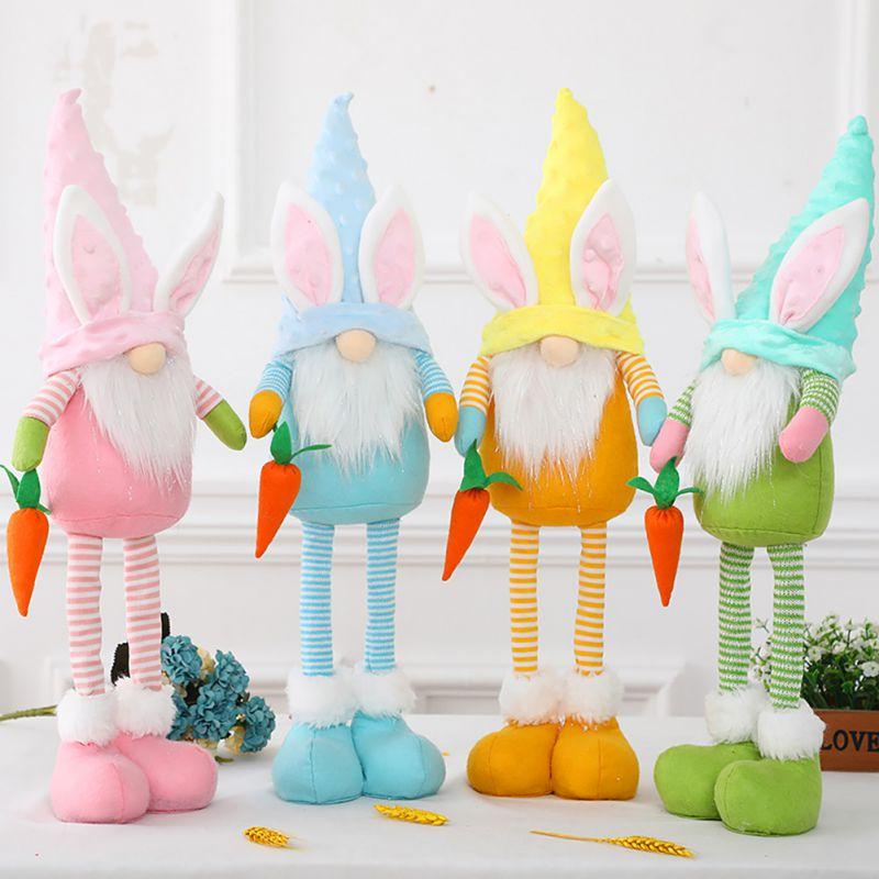 Buy Stretchable Doll Holding Carrot Standing Posture Easter Bunny Gnome Decoration Easter ...