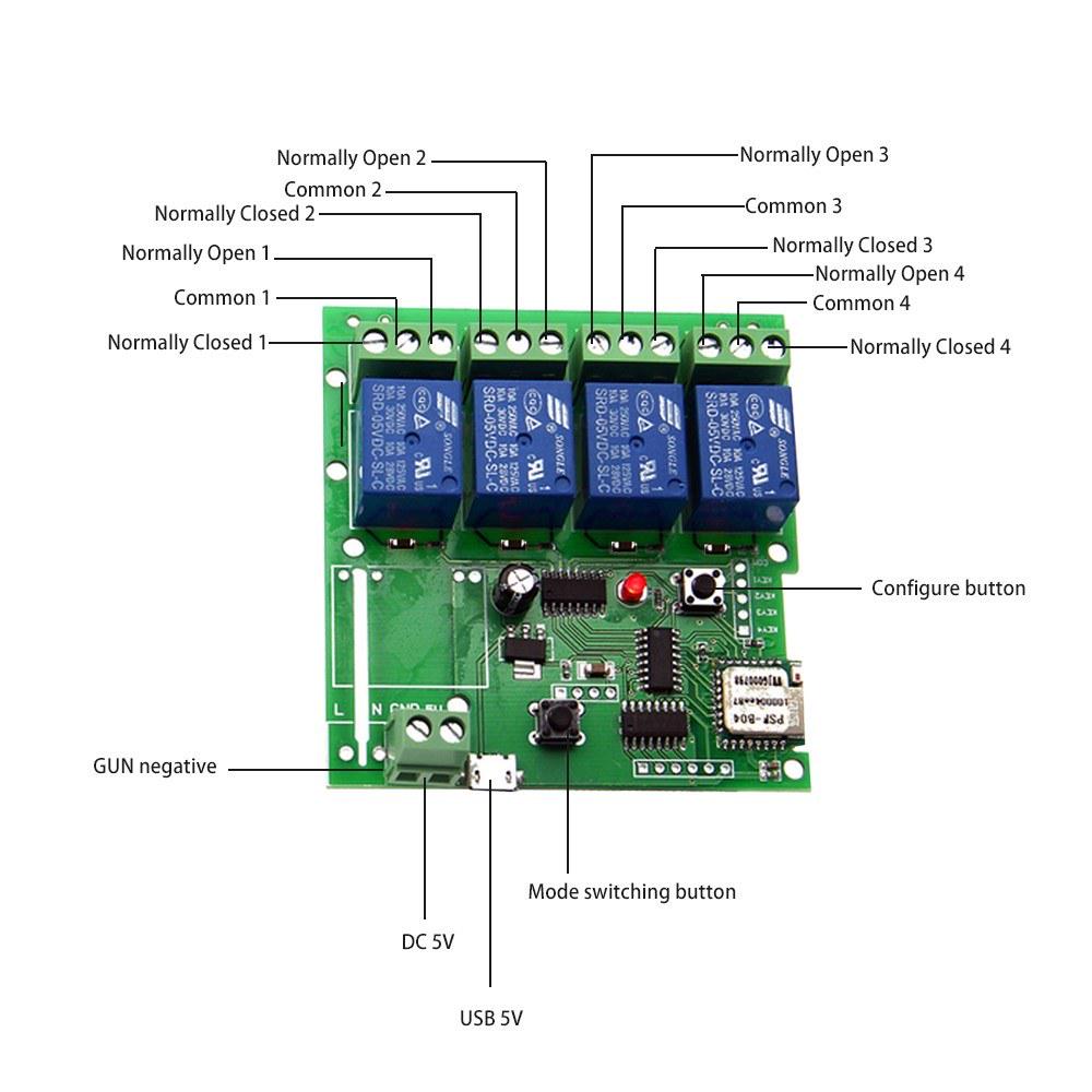 Buy HBKS Sonoff 4ch DC 5V Smart Remote Control Wireless Switch ...