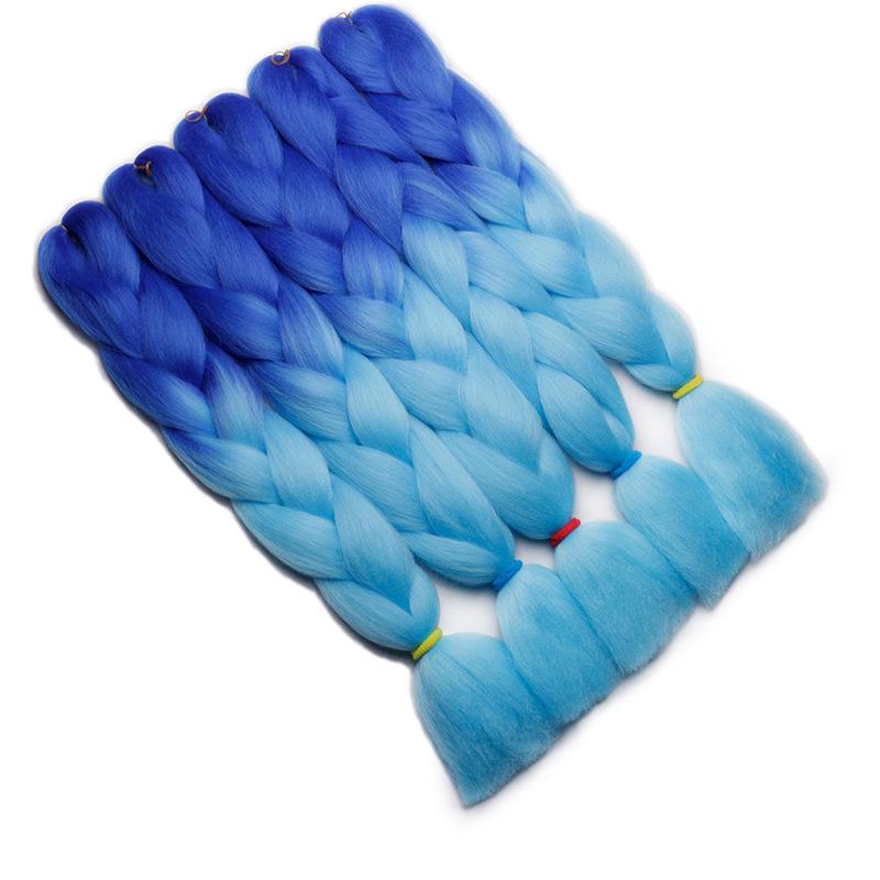 Buy 24inch Synthetic Braids, two-color tri-color gradient pigtail wig ...