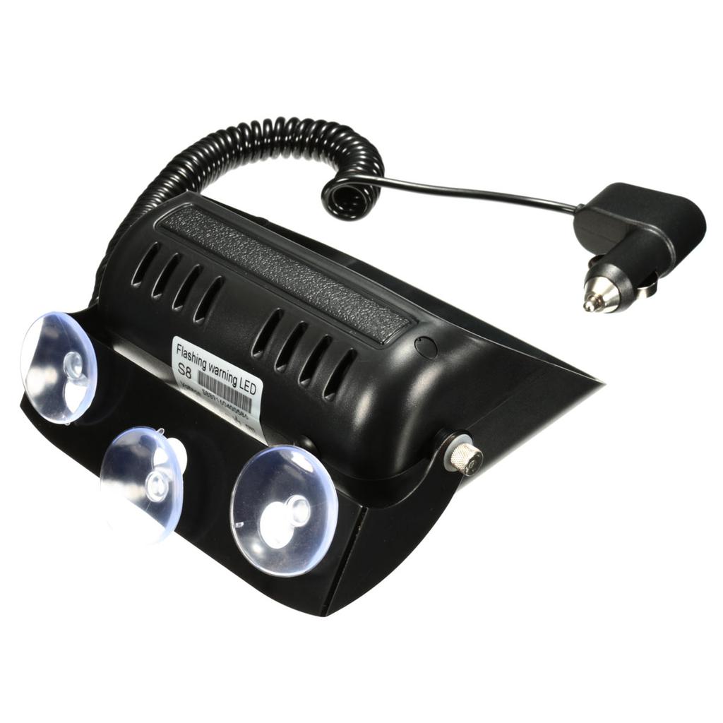 Buy 1Pc 12V 8 LED White Light Car Windshield Strobe Flashing Sucker For ...