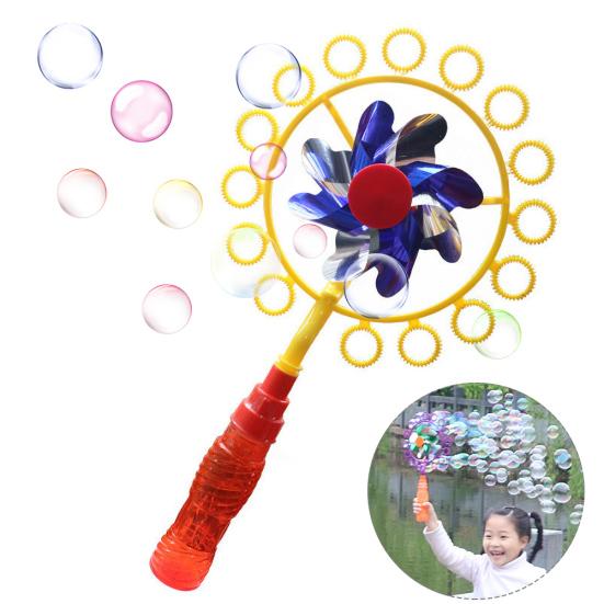 Buy Children Handheld Windmill Manual Bubble Blowing Wand Stick Kids ...