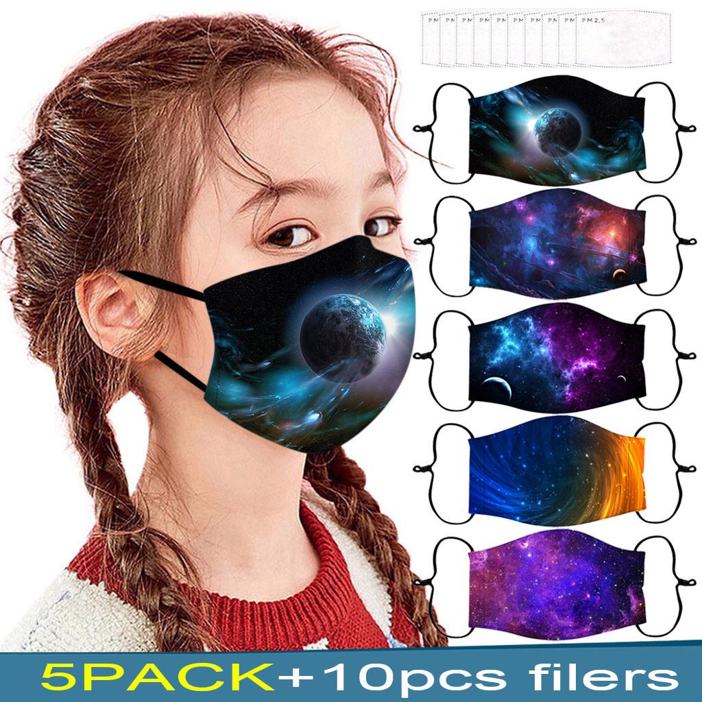Buy Sawei 5PCS Children's Adjustable Windproof Reusable Printed Face ...