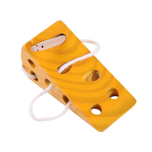 Buy Wooden Cheese Toys Educational Treading Toys Lacing Game Cheese ...