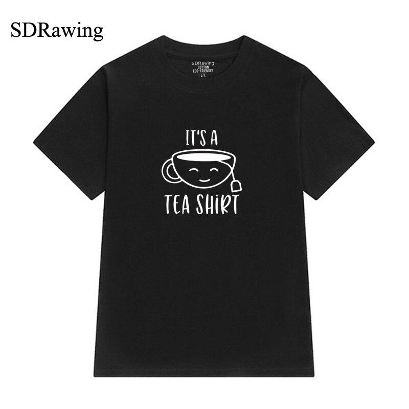 Buy It'S A Tea Shirt Letter Print Womens Cotton T Shirts For Girl ...