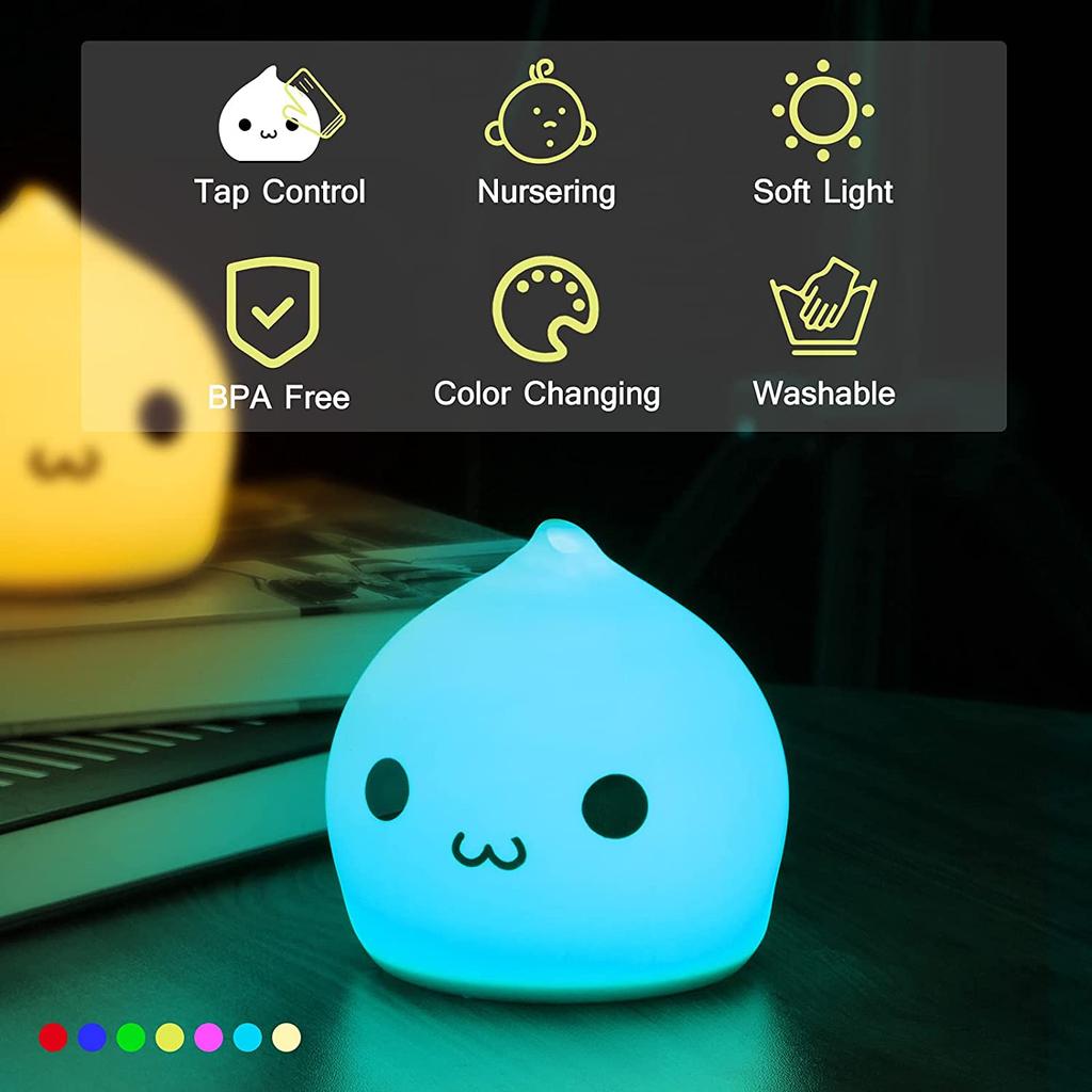 Battery Powered Cute Night Lights for Kids, Silicone Nursery Cute Lamp ...