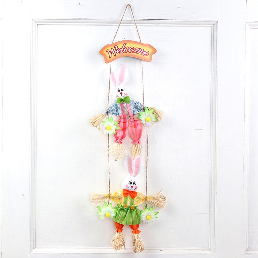 Buy Rabbit Swing Pendant Scarecrow Double Bunny Easter Doll at ...