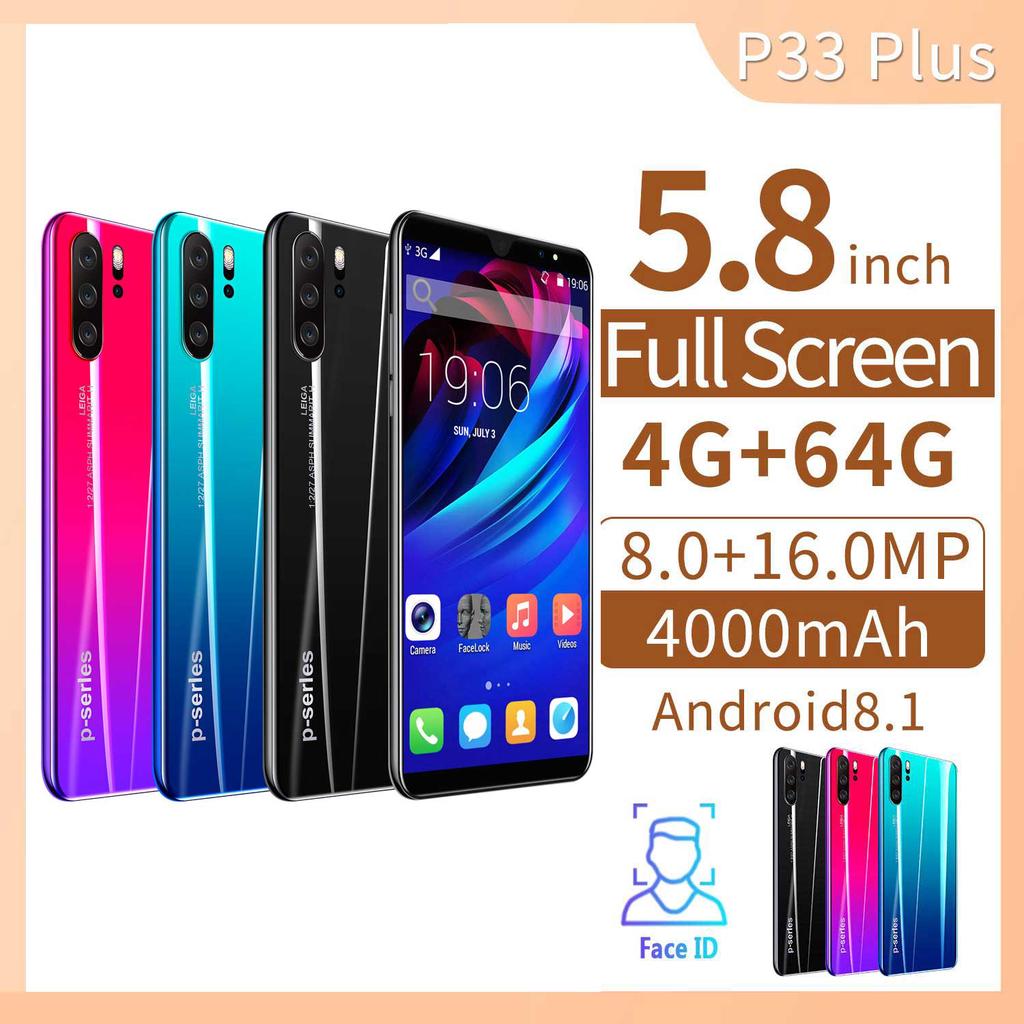 Buy 5.8-inch Screen P33 Plus Phone Android 8.1 Smartphone RAM 4GB ROM ...
