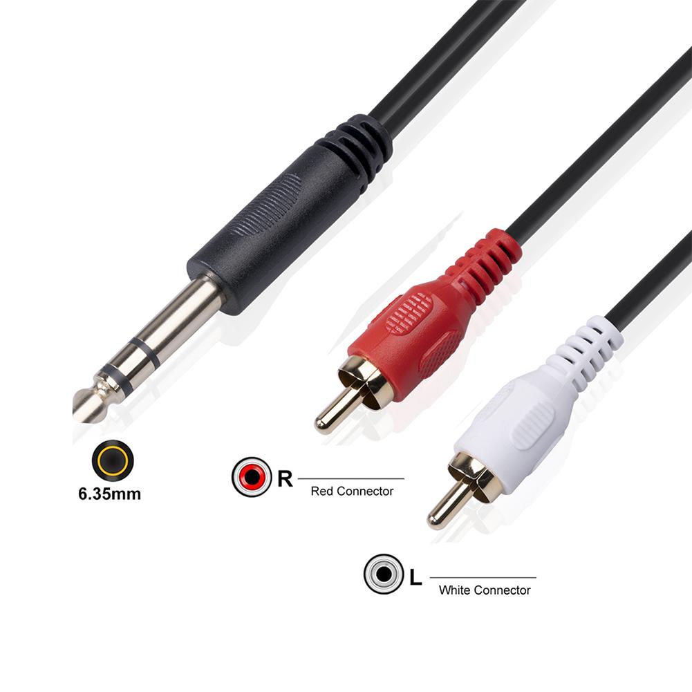 Buy 2 RCA to 1/4 inch 6.35mm TRS Stereo Audio Cable Male to Male 1.5m/4 ...