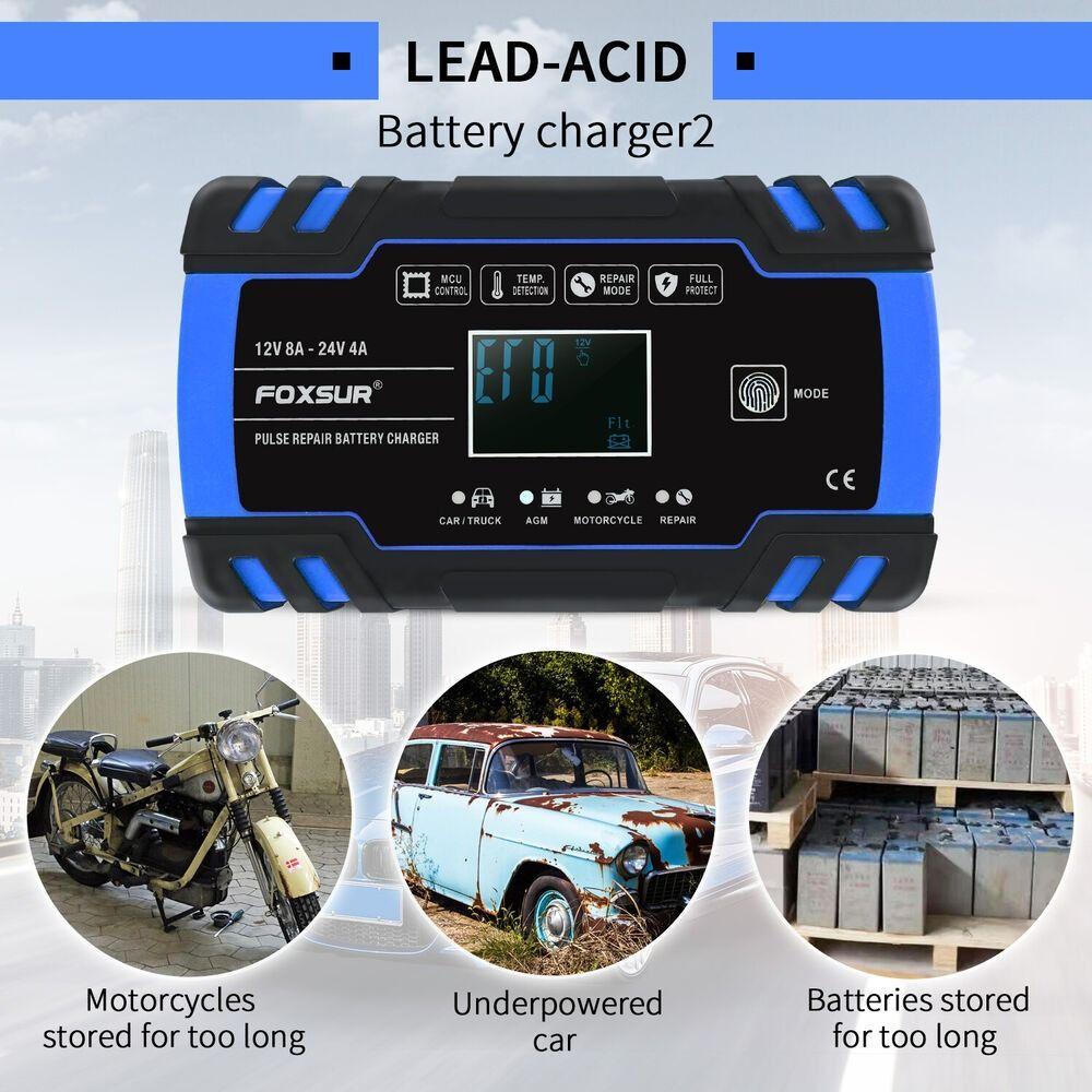 Buy Charger Motorcycle Digital LCD Display Car Battery Charger 12V 24V ...