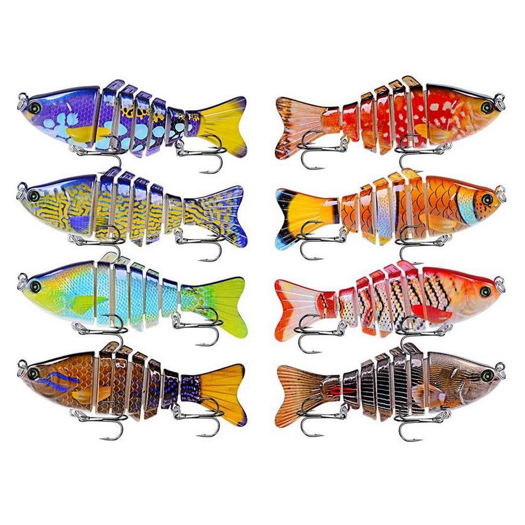Buy 100mm Colored Fishing Joint Lures Artificial Hard Bait 2 Treble ...