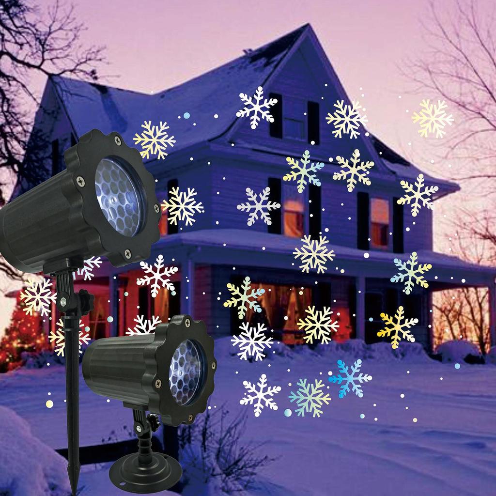 LED Snowstorm Outdoor Indoor Projection Lamp Christmas Snowflake Party ...