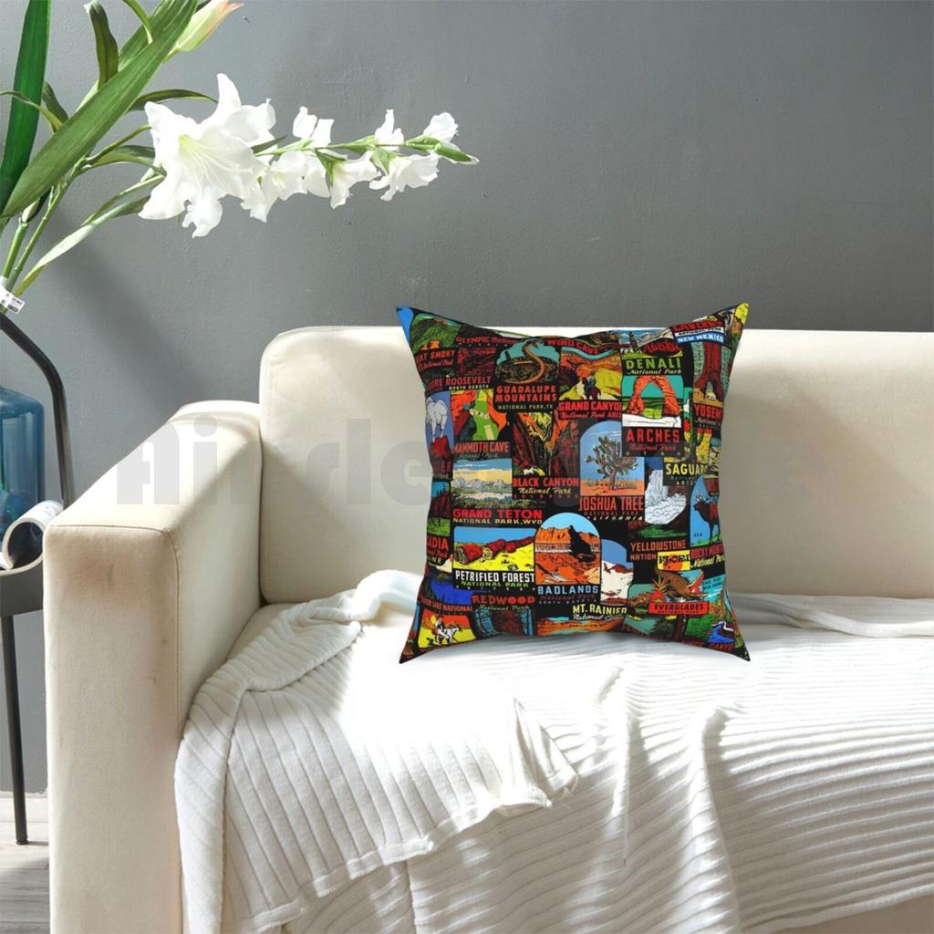 Cheap American National Parks Vintage Travel Decal Bomb Pillow Case ...