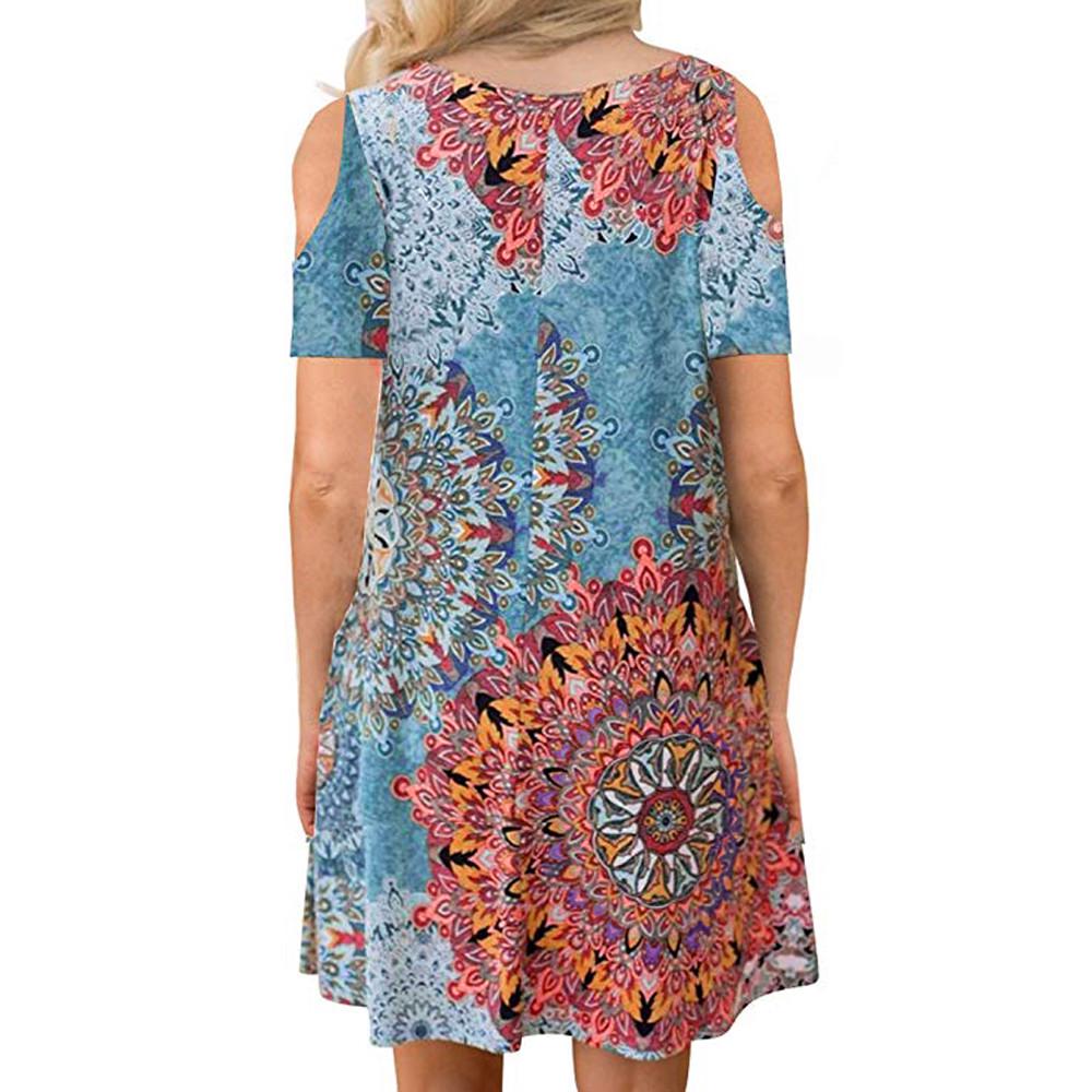 Buy Women's Cold Shoulder Casual Sundress T-Shirt Dress for Summer with ...