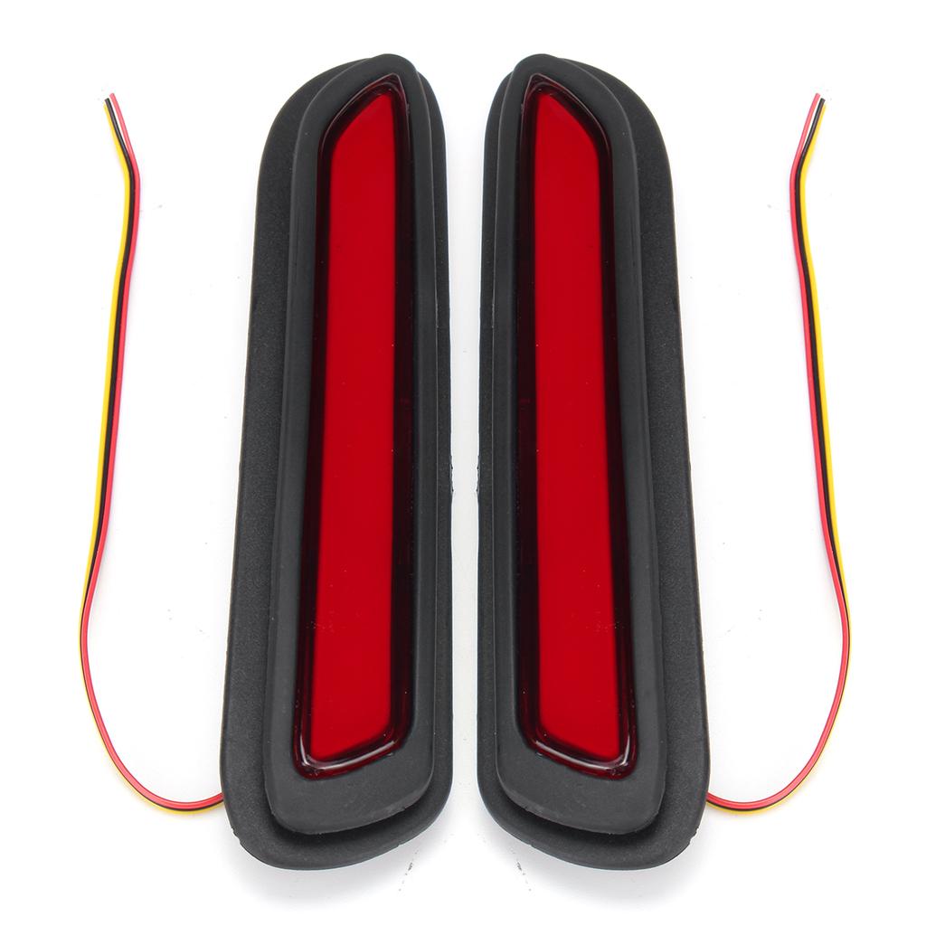 Buy Universal Car LED Bumper Reflectors Red Lens Taillight Brake Fog ...