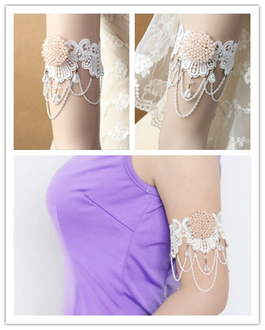 Buy Crystal Chain Flower Lace Arm Band Armband Armlet Bracelet Bridal ...