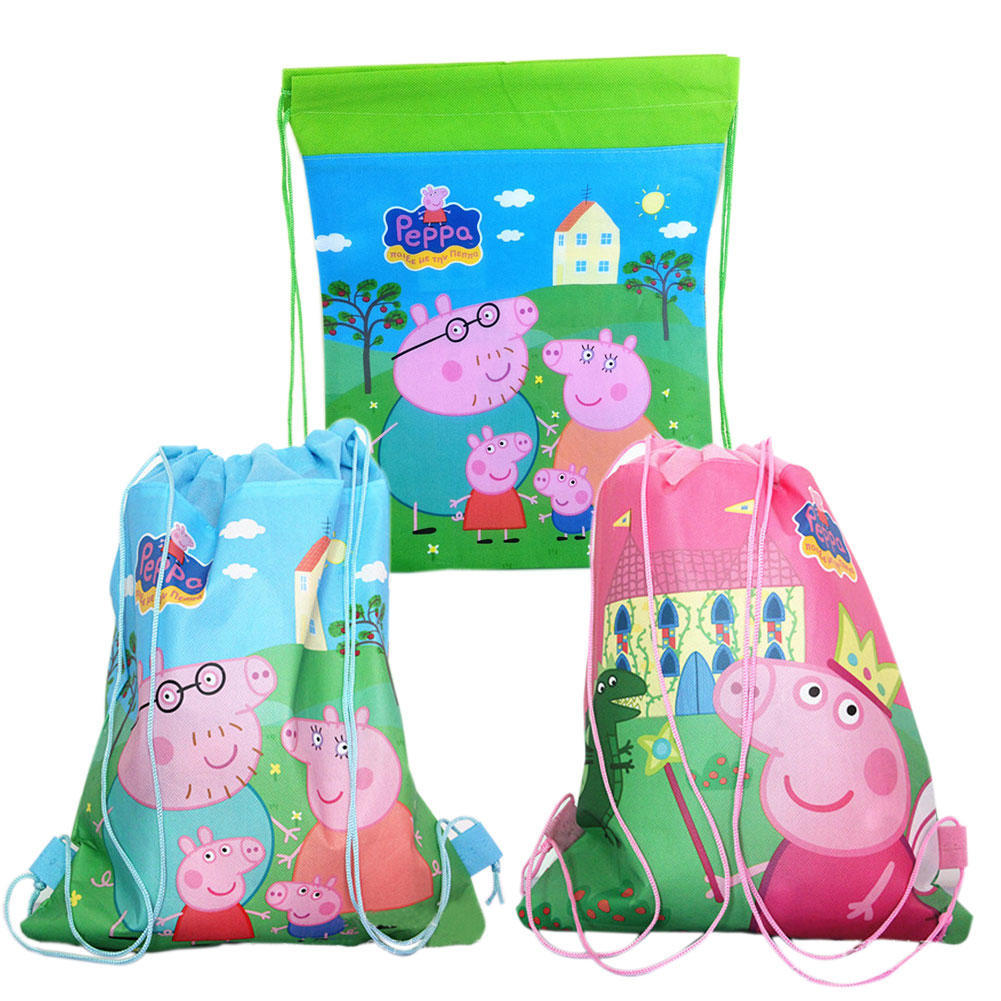 Buy Pig Cartoon Peppa Pig Pepe Pig Environmental Drawstring Bag School ...