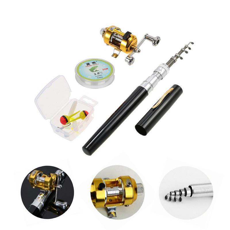 Buy Portable Mini Telescopic Pen Fishing Rod Reel Combo Set Fishing ...