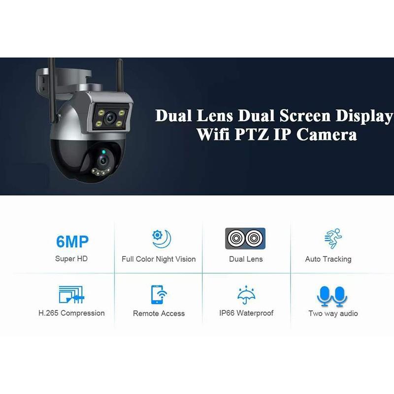 Cheap 6MP Dual Lens Wifi IP Camera Outdoor Auto Tracking PTZ Wireless ...