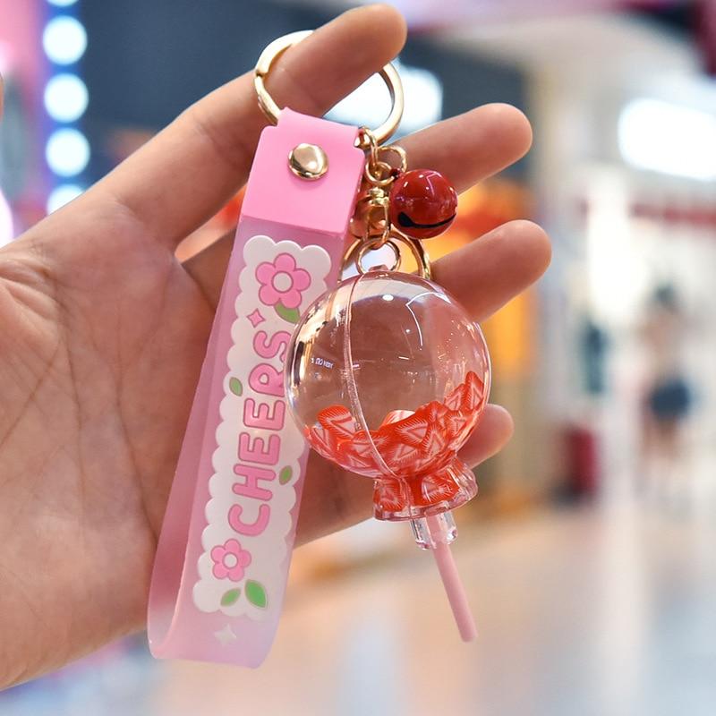 Buy Cartoon Floating Fruit Lollipop Key Chain Creative Quicksand ...