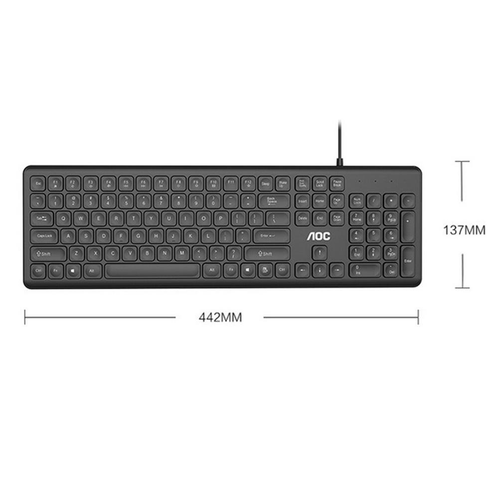 Buy AOC KB100 Wired Gaming Silent 106 Keys Ergonomic USB Keyboard for ...