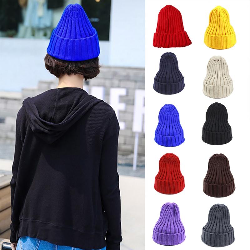 Unisex Winter Chunky Ribbed Knit Pointed Beanie Hat Neon Solid Candy ...