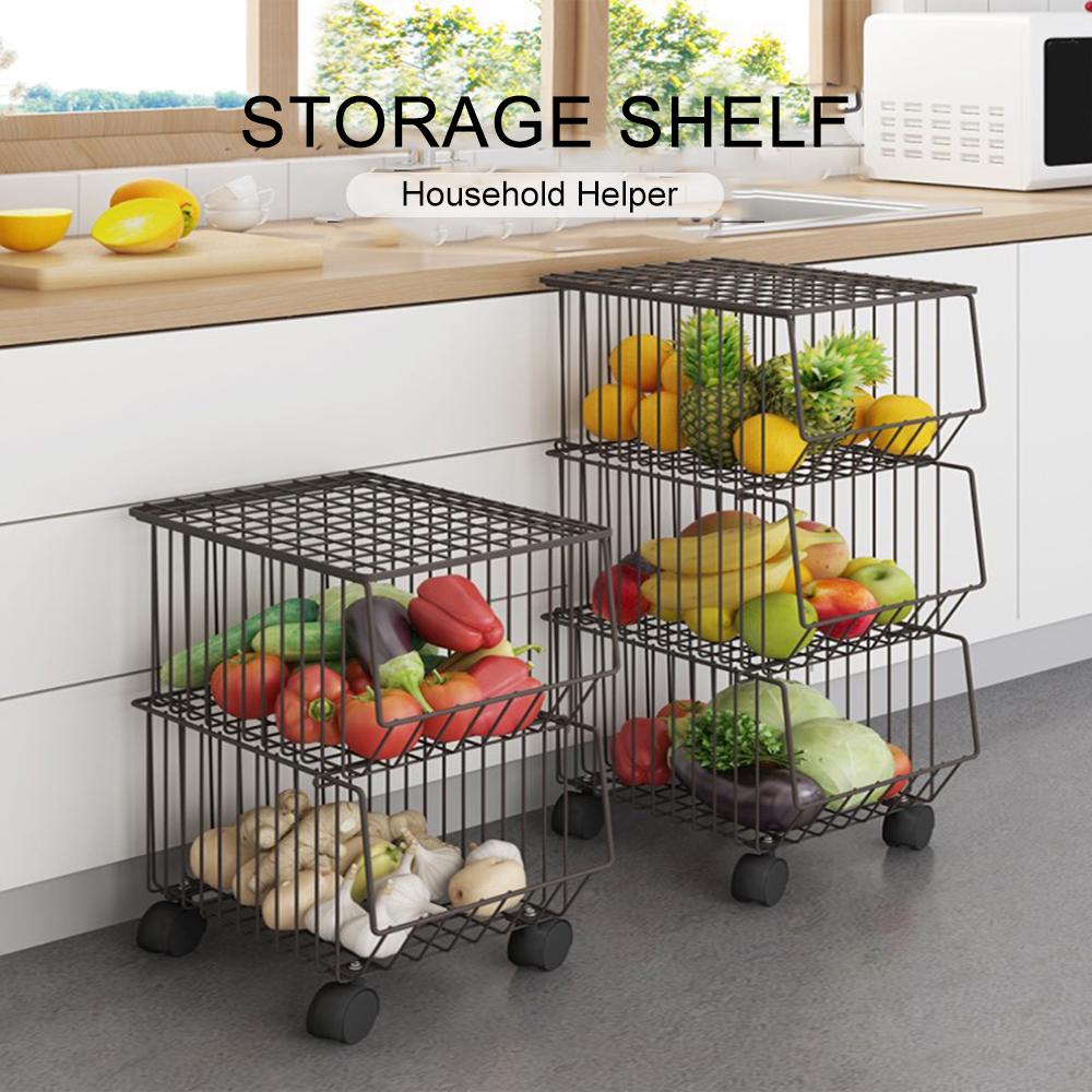 Buy Movable Iron Storage Shelf 5 Layer Tier Drying Mesh Basket Metal ...