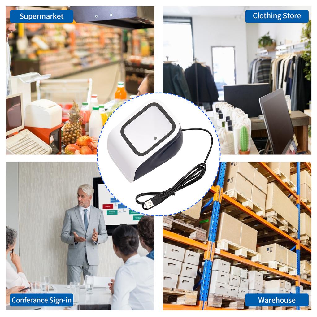 Cheap 1D 2D QR Desktop Barcode Scanner Platform Hands-free USB Wired ...