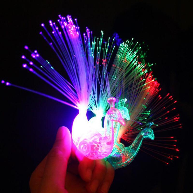 Buy Creative Baby Child Peacock Color LED Fiber Finger Night Light ...