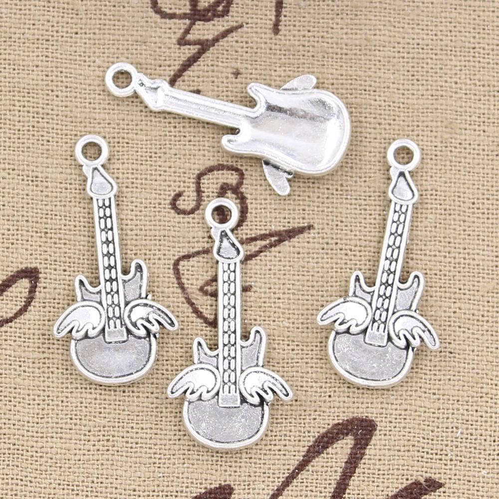 hroryn 12pcs Charms flying wings guitar Tibetan Silver Color Pendants ...