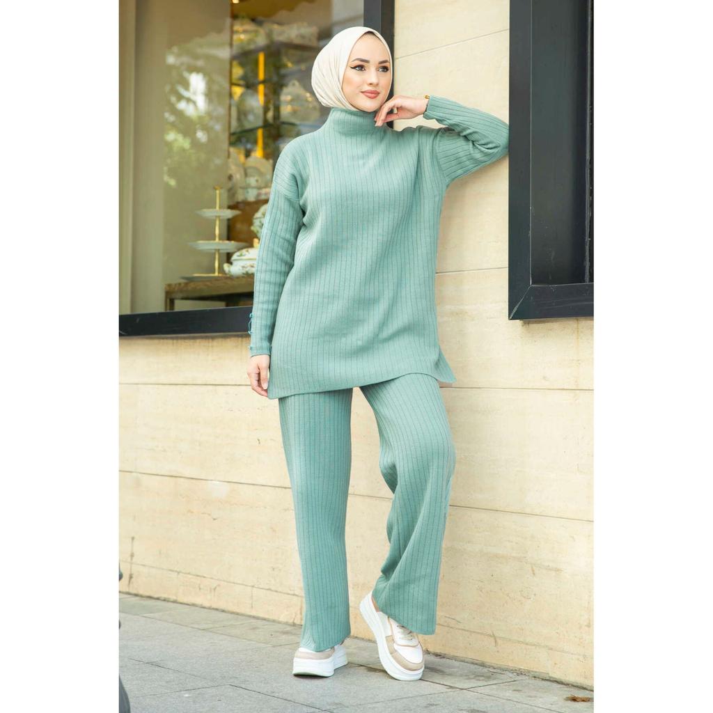 Buy Two Piece Muslim Women’s Big Size Stripe Detailed Tunic and Pant ...