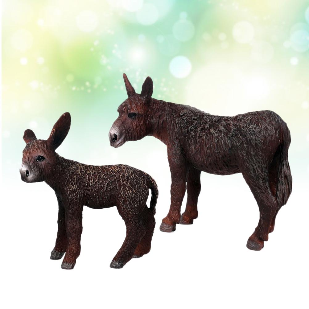 1 Set of 2PCS Simulated Donkey Mother Son Model Toys Creative Wildlife ...