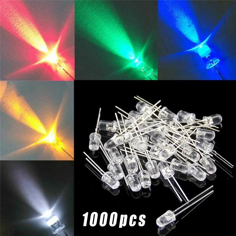 Buy 1000x 5mm Red/Green/Blue/Yellow/White Water Clear LED Light ...