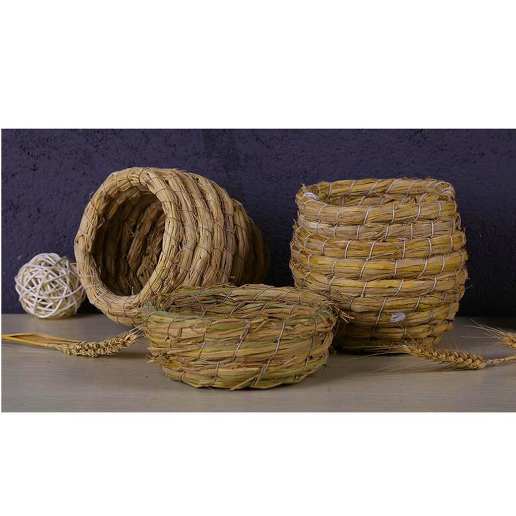 Buy Woven Straw Bird Nest Cage Birdhouse/Bed House for Parrot Pigeon ...