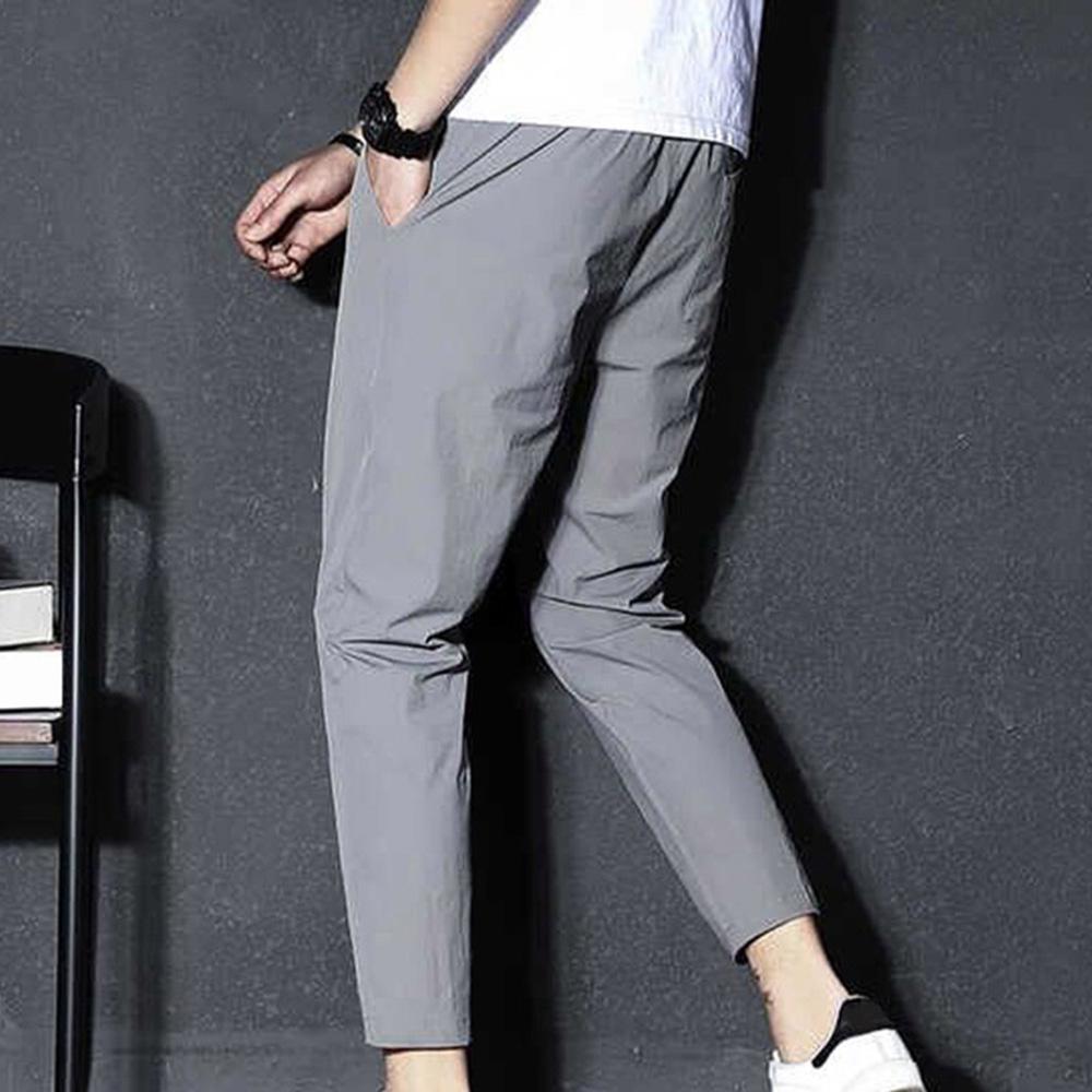 Men's Summer Long Pants Mens Mid Waist Solid Loose Casual Trousers ...