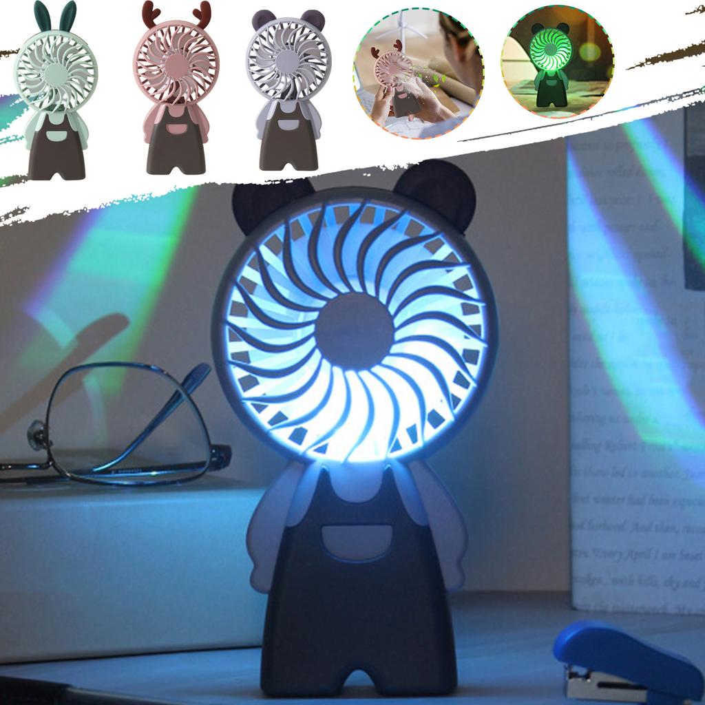 Cartoon Cute Pet Lighting Fan USB Charging Creative Cartoon Pocket ...
