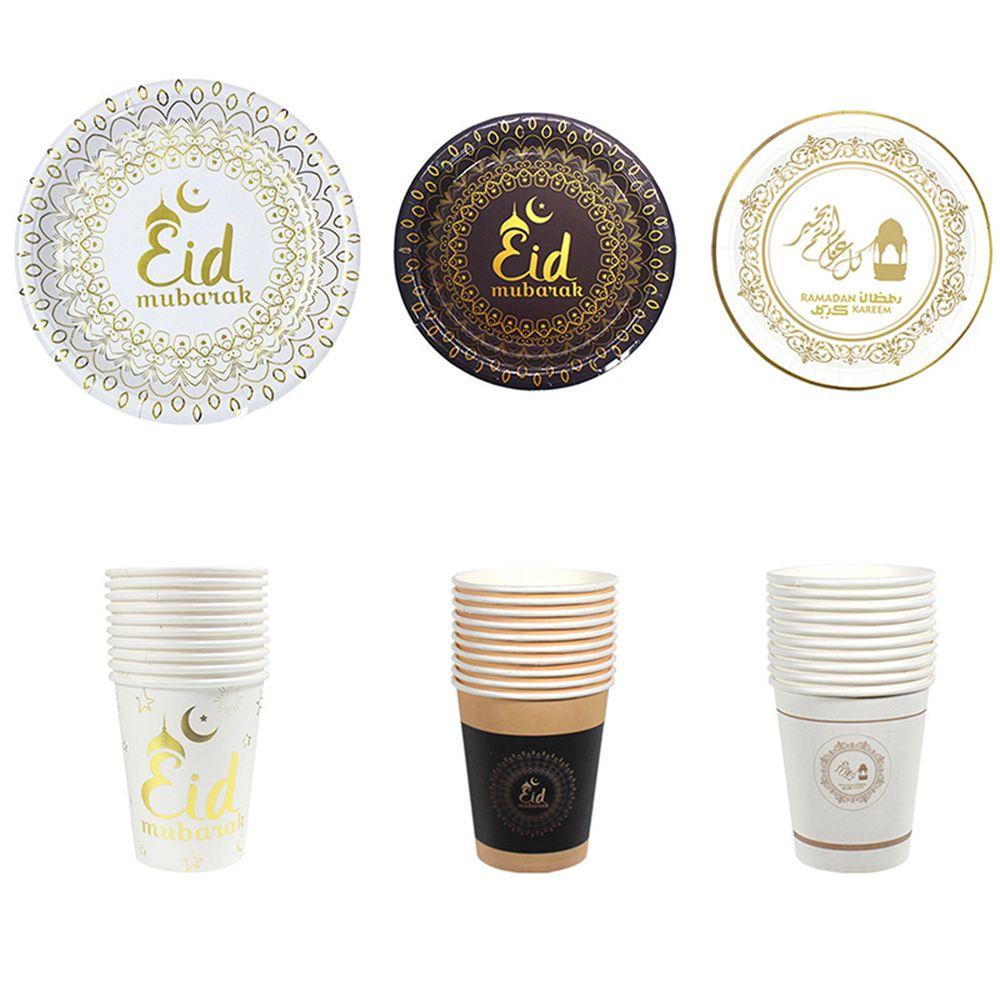 10Pcs Home DIY Muslim Islamic Ramadan Kareem Paper Plate EID Mubarak ...