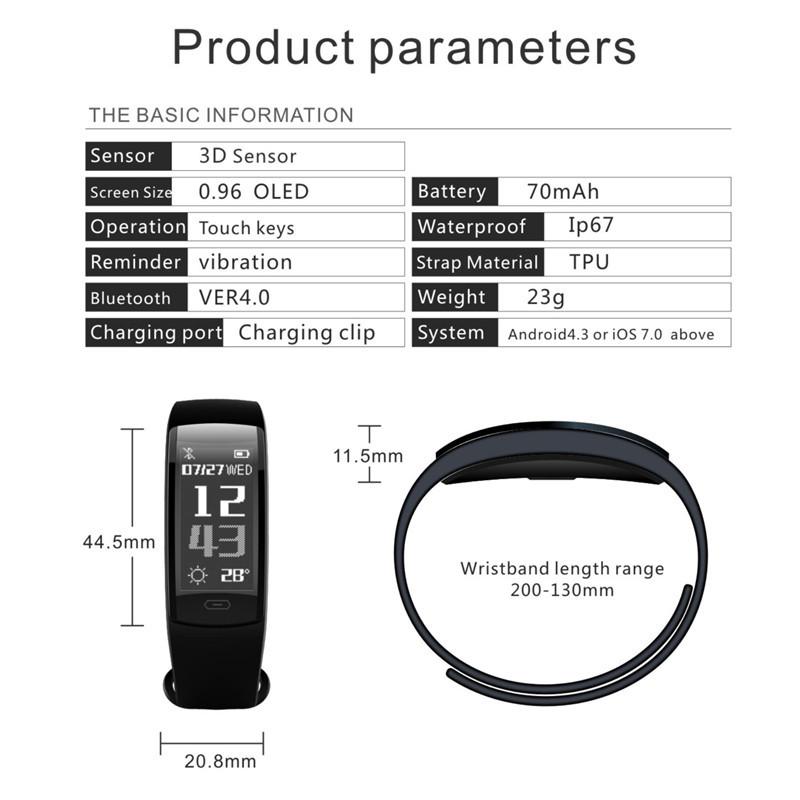 Buy QS90 Smart Bracelets Heart Rate Monitoring Waterproof Bracelet ...